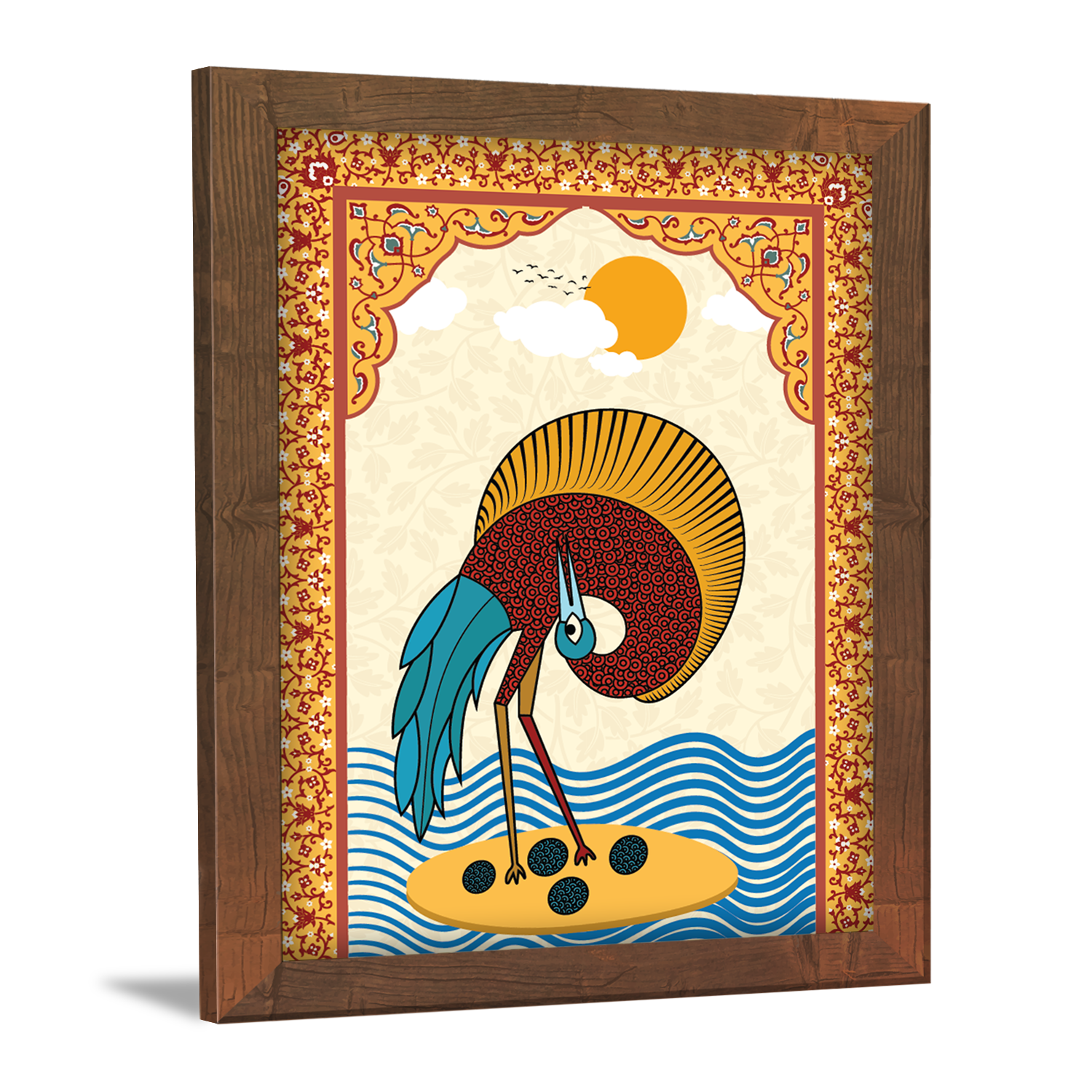 Elegance Flamingo Gond Art Frame – Nature-Inspired Wall Decor – OMMIV