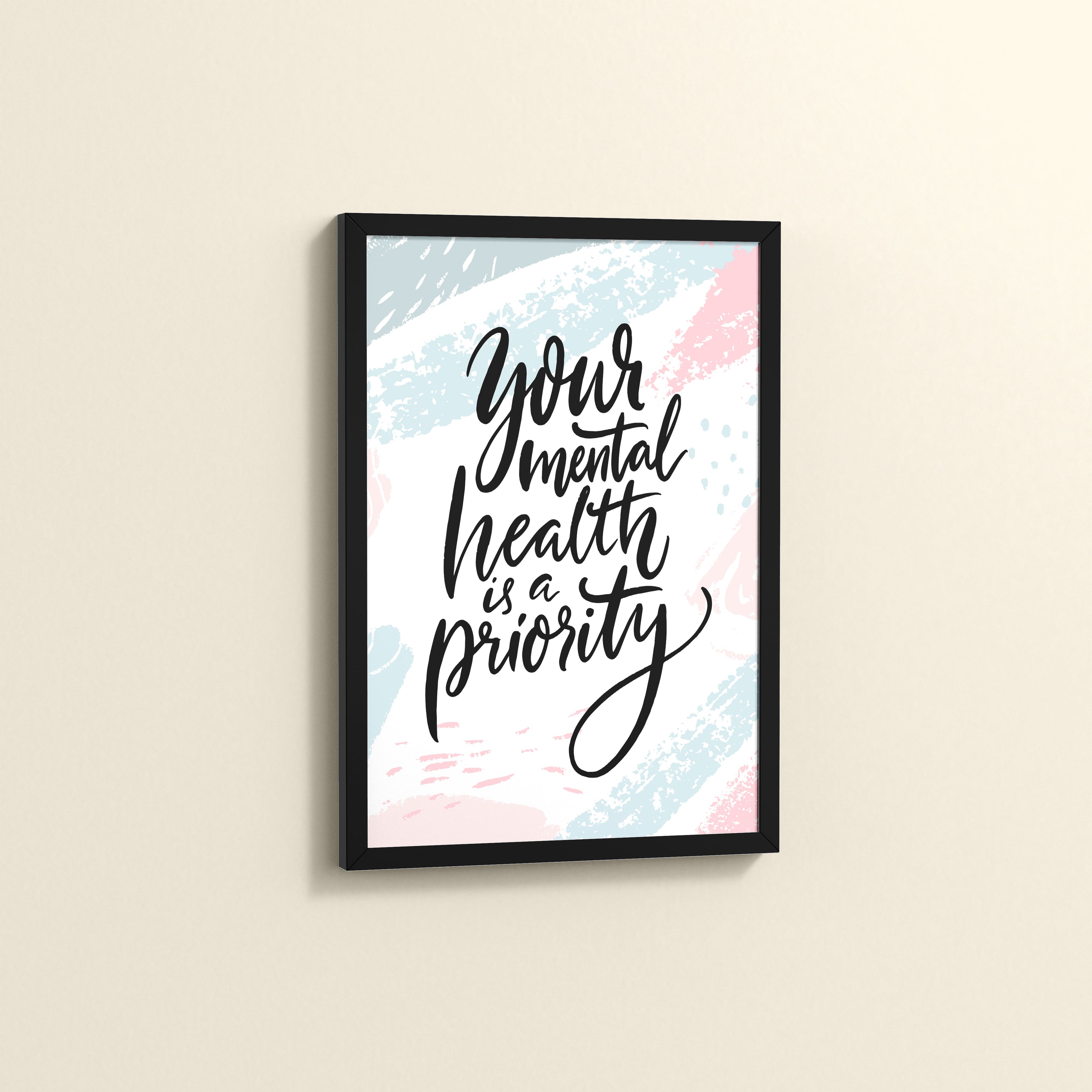 Mental Health First Motivational Wall Art Frame – Inspirational Quote ...